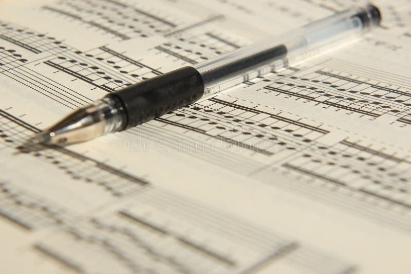Sheet music and pen stock photo. Image of detail, chord - 40745782