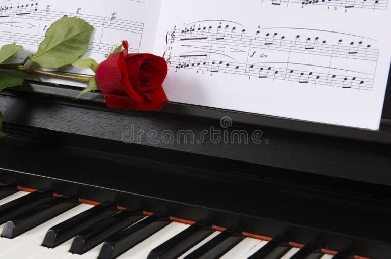 Sheet Music with Rose on Piano Stock Image - Image of musical, ivory ...
