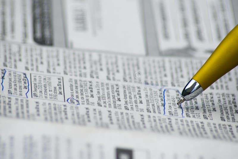 Search for newspaper ads stock image. Image of golden - 162388493