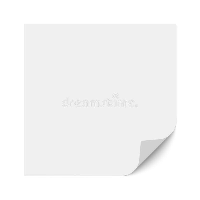 A Sheet of Note Paper with a Bent Right Bottom Corner. Vector ...