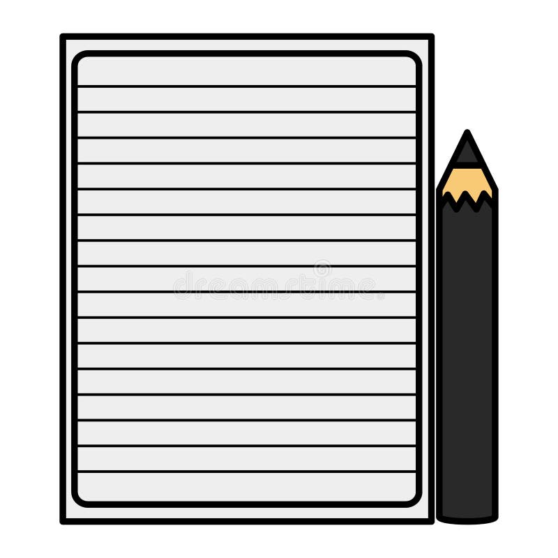 Sheet of Notebook Paper and Black Color Pencil Stock Vector ...