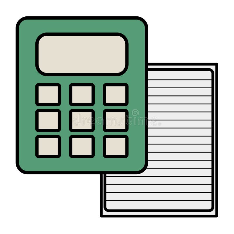 Sheet of Notebook Paper with Calculator Stock Vector - Illustration of ...