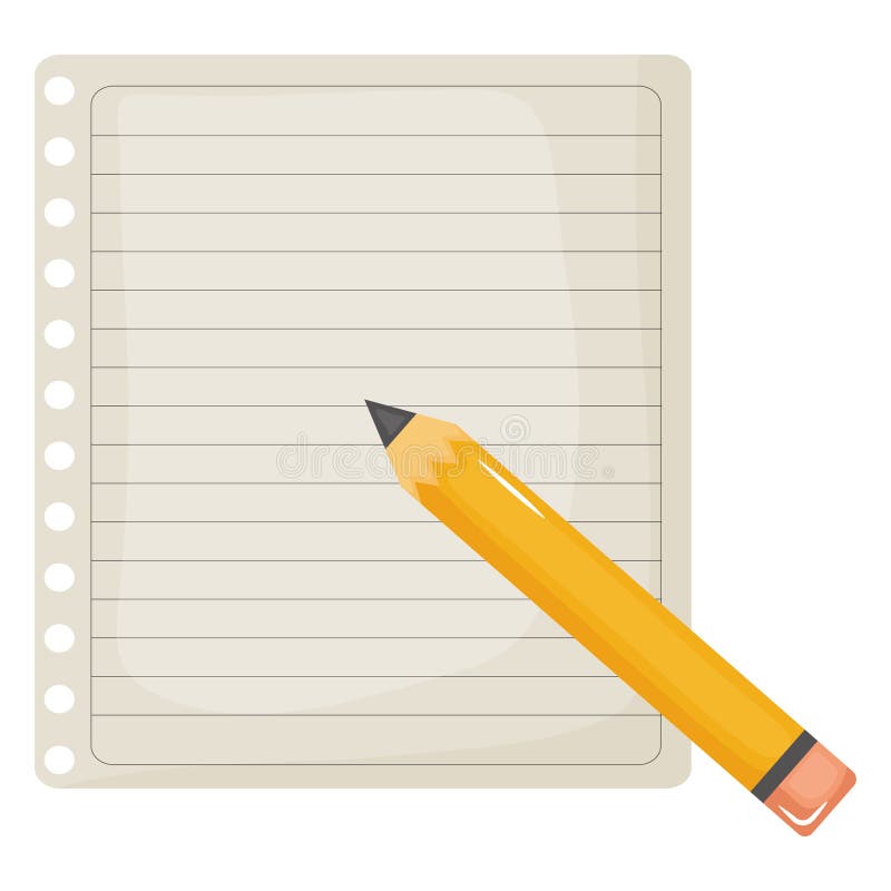 Sheet of Notebook Paper with Pencil Stock Vector - Illustration of ...