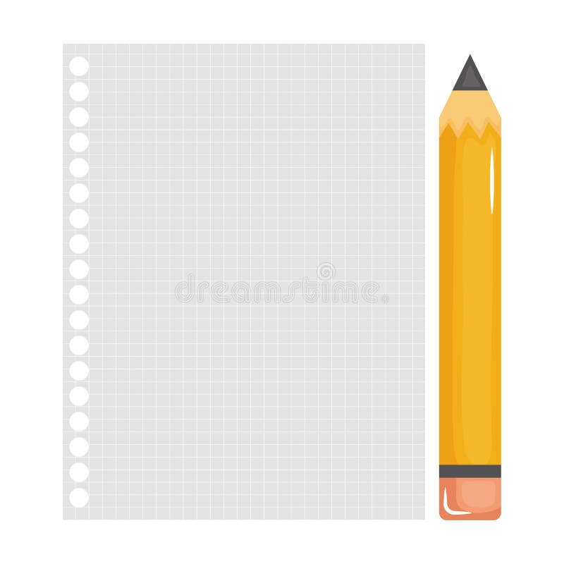 Sheet of Notebook Paper with Pencil Stock Vector - Illustration of memo ...
