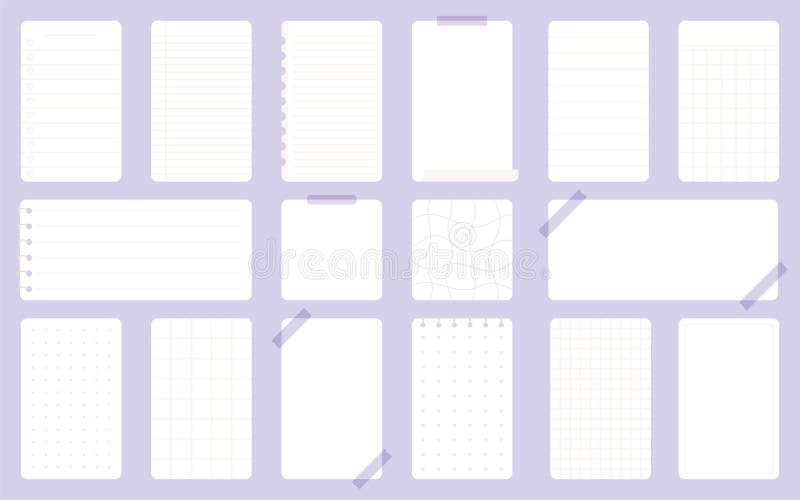 Sheet Notepad Sticker Planner List Purple Flat Set Stock Vector ...