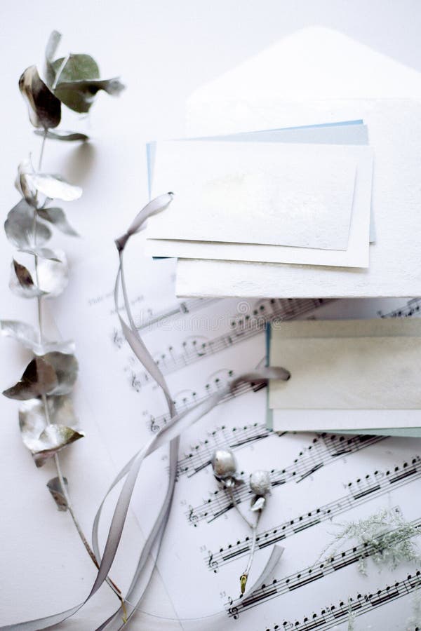 Sheet of Notes, Printed Letter, Badges on a Ribbon, Silver Plated Twigs ...
