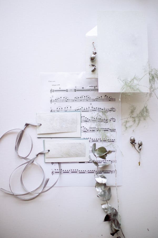 Sheet of Notes, Printed Letter, Badges on a Ribbon, Silver Plated Twigs ...