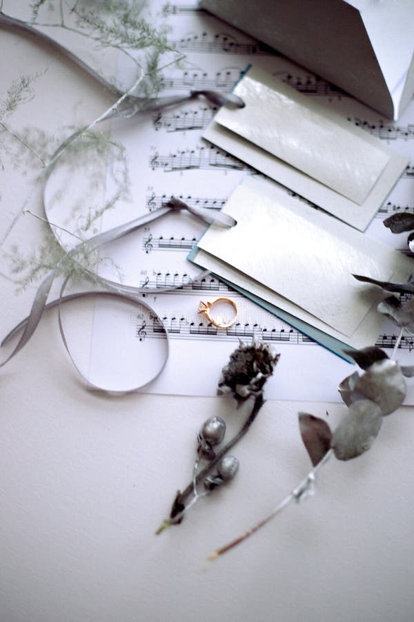 Sheet of Notes, Printed Letter, Badges on a Ribbon, Silver Plated Twigs ...