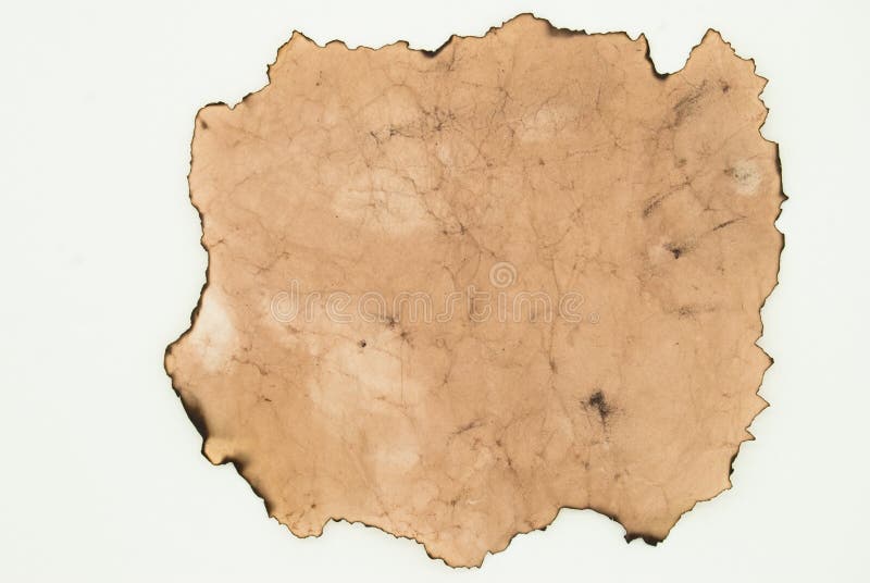 Sheet of Old Burned Paper Texture on White Background Stock Photo ...