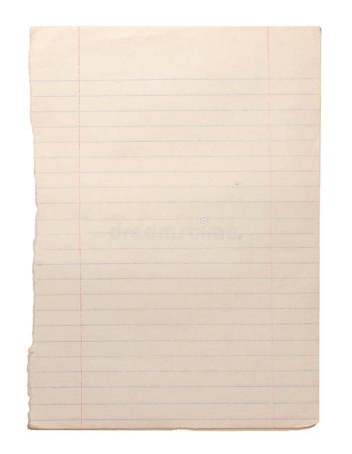 Sheet of Old Lined Paper of Notebook Isolated Stock Image - Image of ...