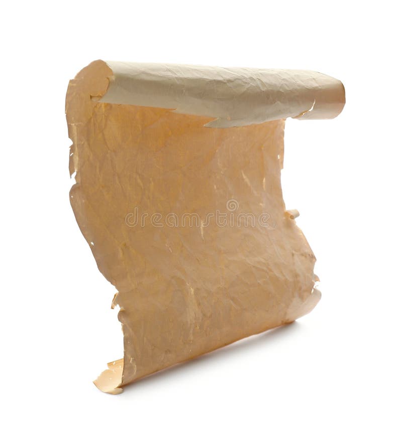 Sheet of Old Parchment Paper Isolated on White Stock Image - Image of ...