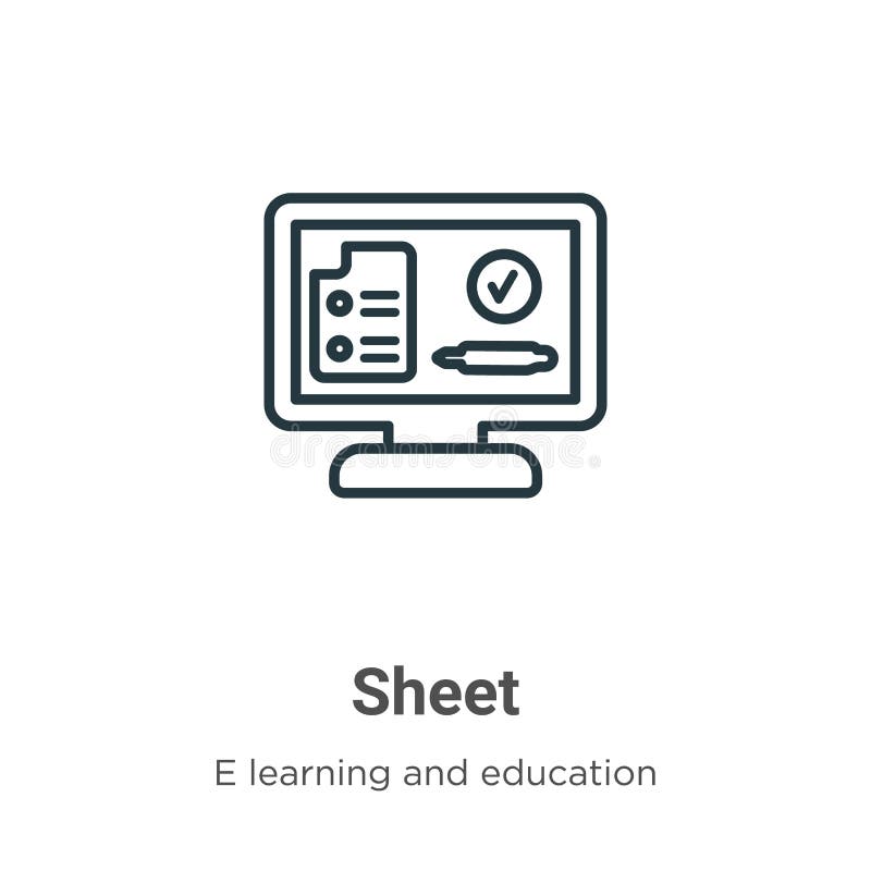 Sheet Outline Vector Icon. Thin Line Black Sheet Icon, Flat Vector ...