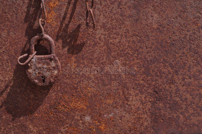 Corrosion of Metal Objects. Sheet, Padlock and Chain Stock Photo ...