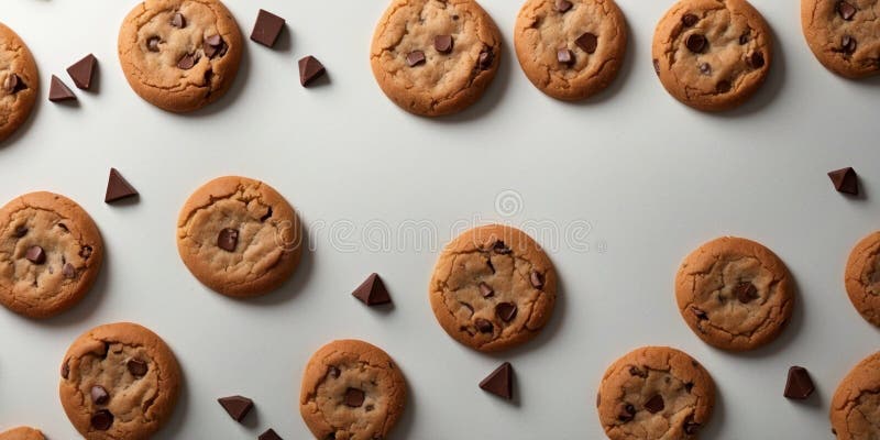 A Sheet of Paper with Baked Chocolate Chip Cookies from Above. Stock ...