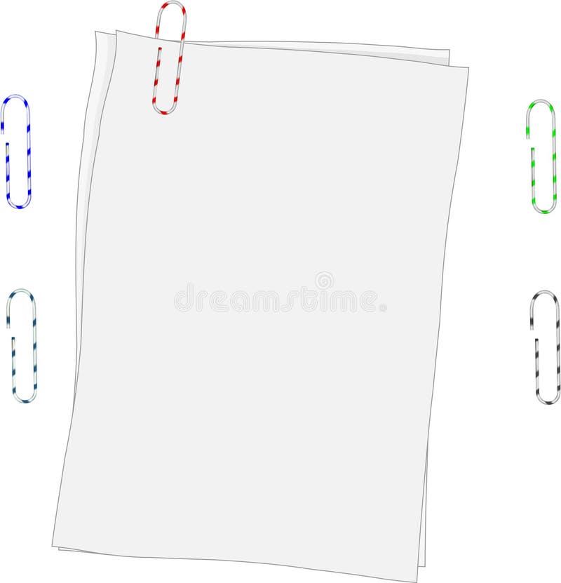 Sheet of paper with clip stock vector. Illustration of list - 6764301