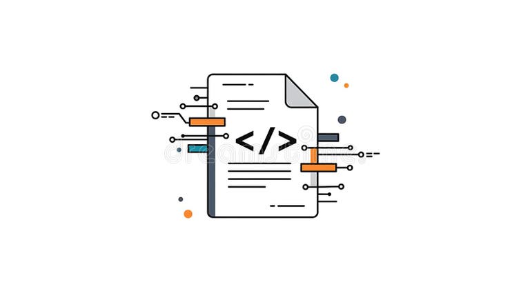 Sheet of Paper with Coding Brackets Symbol " " in the Center. Dotted ...