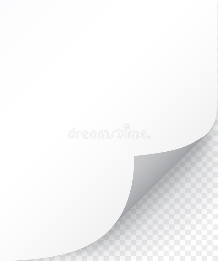 Sheet of Paper with Curled Corner and Soft Shadow, Template for Your ...