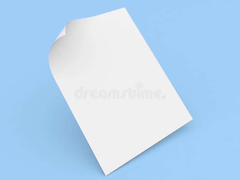 Sheet of A4 Paper with Curved Edge on a Blue Background. Stock ...