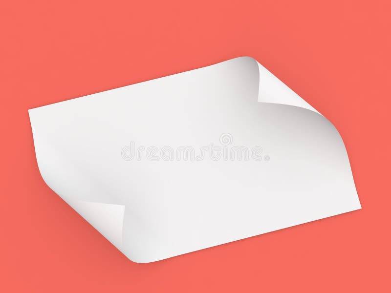 Sheet of A4 Paper with Curved Edges on a Red Background. Stock ...