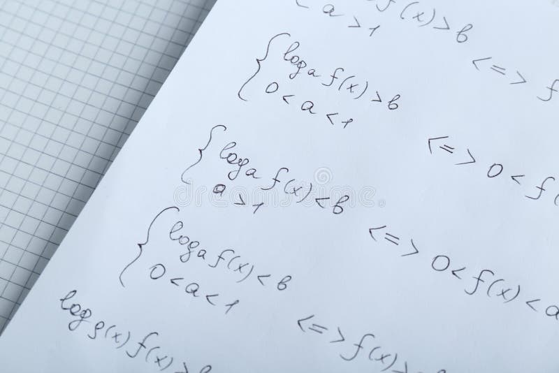 Sheet of Paper with Different Mathematical Formulas, Closeup Stock ...