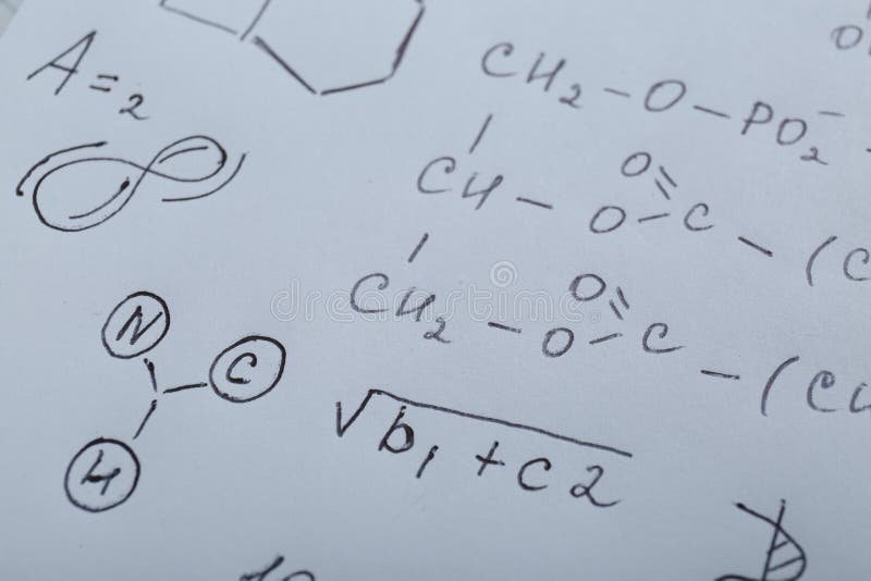 Sheet of Paper with Different Mathematical Formulas, Closeup Stock ...