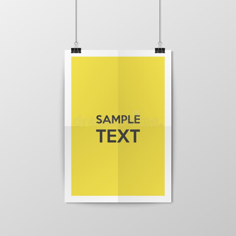 Sheet of Paper Folded in Two, Hangs on the Clamps. Stock Vector ...