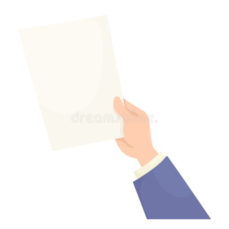 A Sheet of Paper in the Hand. Vector Element in Cartoon Flat Style ...