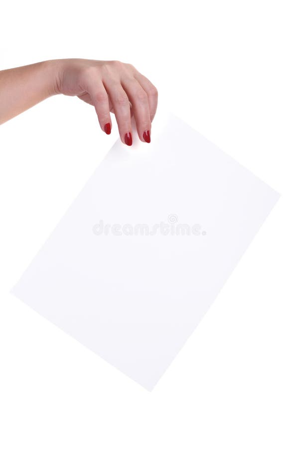 Sheet of Paper in the Hands of Women Stock Image - Image of female ...