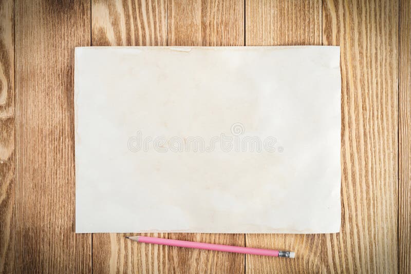 Sheet of Paper Lying on Wooden Table Stock Photo - Image of natural ...