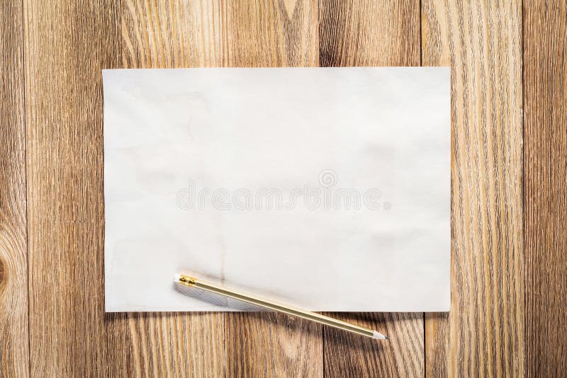 Sheet of Paper Lying on Wooden Table Stock Image - Image of artist ...