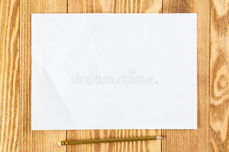 Sheet of Paper Lying on Wooden Table Stock Photo - Image of lying ...