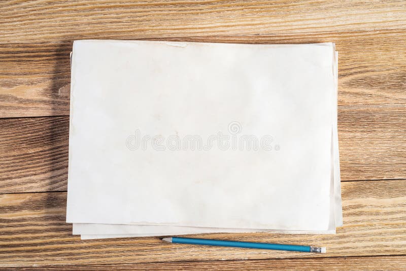 Sheet of Paper Lying on Wooden Table Stock Image - Image of creativity ...