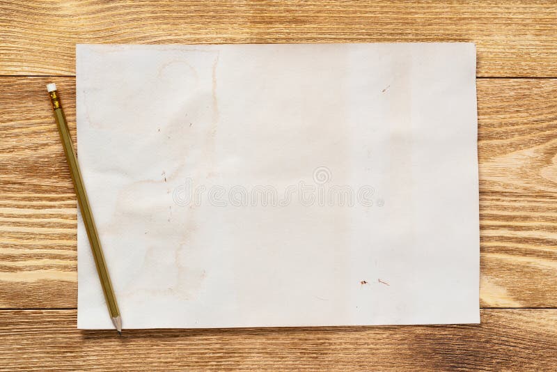 Sheet of Paper Lying on Wooden Table Stock Photo - Image of timber ...