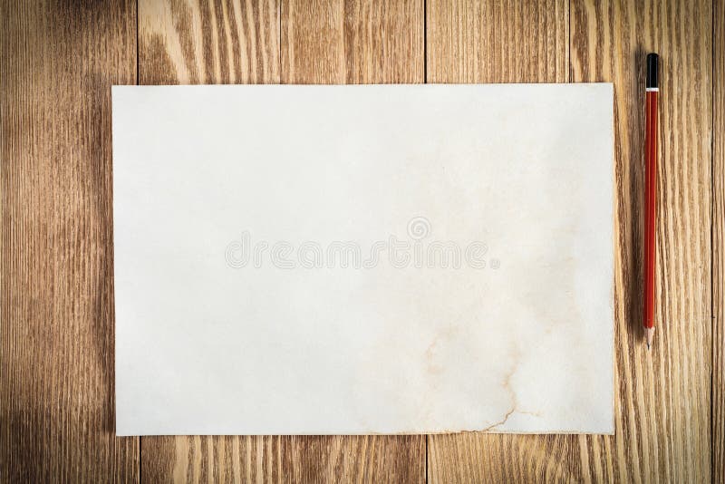 Sheet of Paper Lying on Wooden Table Stock Image - Image of natural ...