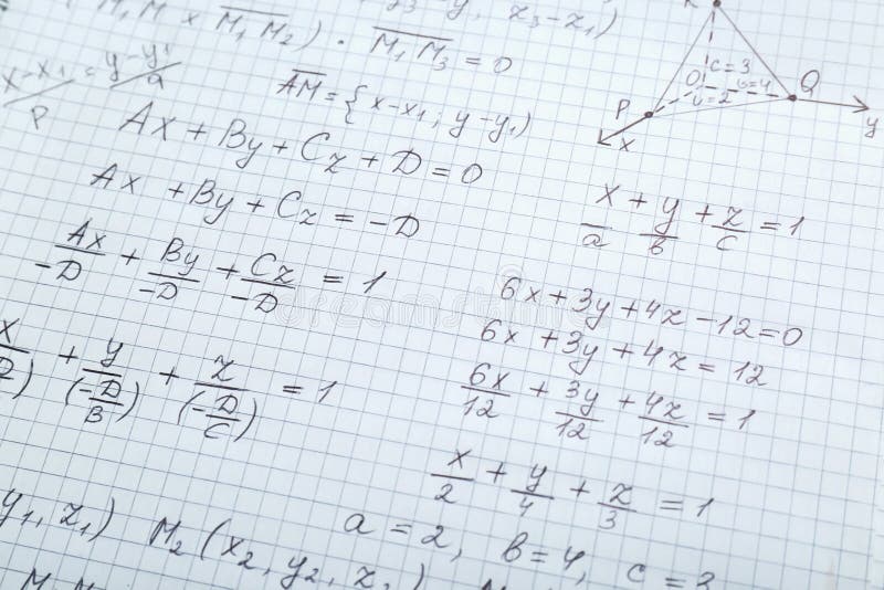 Sheet of Paper with Many Different Mathematical Formulas Stock Image ...