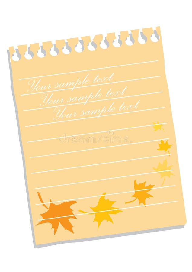 Sheet of Paper with Maple Leaves Stock Vector - Illustration of note ...