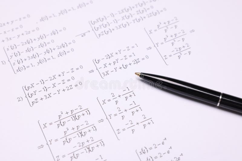 Sheet of Paper with Mathematical Formulas and Pen Stock Photo - Image ...