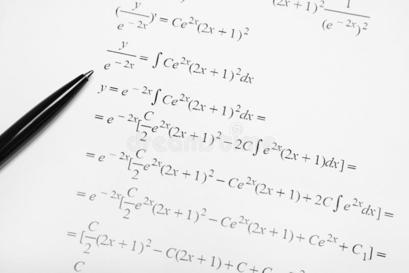Sheet of Paper with Mathematical Formulas and Pen Stock Photo - Image ...