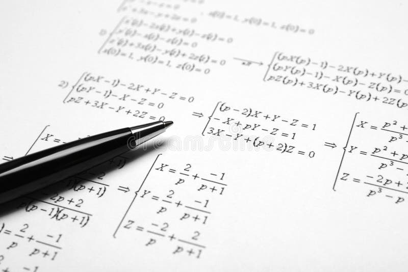 Sheet of Paper with Mathematical Formulas and Pen, Closeup Stock Image ...