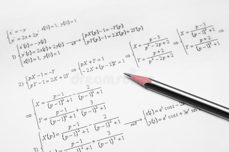 Sheet of Paper with Mathematical Formulas and Pencil, Closeup Stock ...