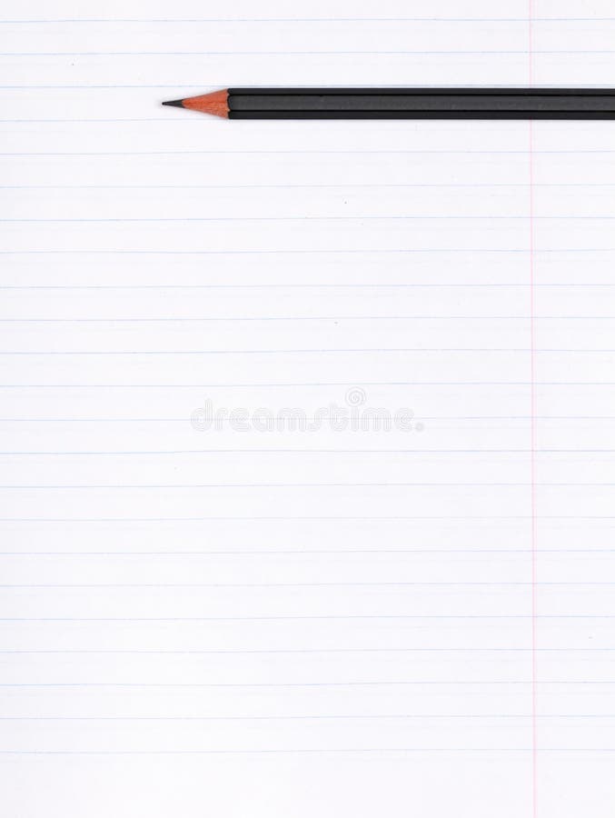 On a Sheet of Paper Notebook with Lines Lies a Black Graphite Pencil ...
