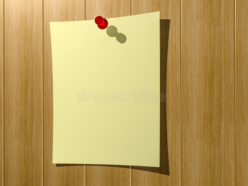 A Sheet of Paper for Notes Pinned To a Wooden Wall Button. Stock ...
