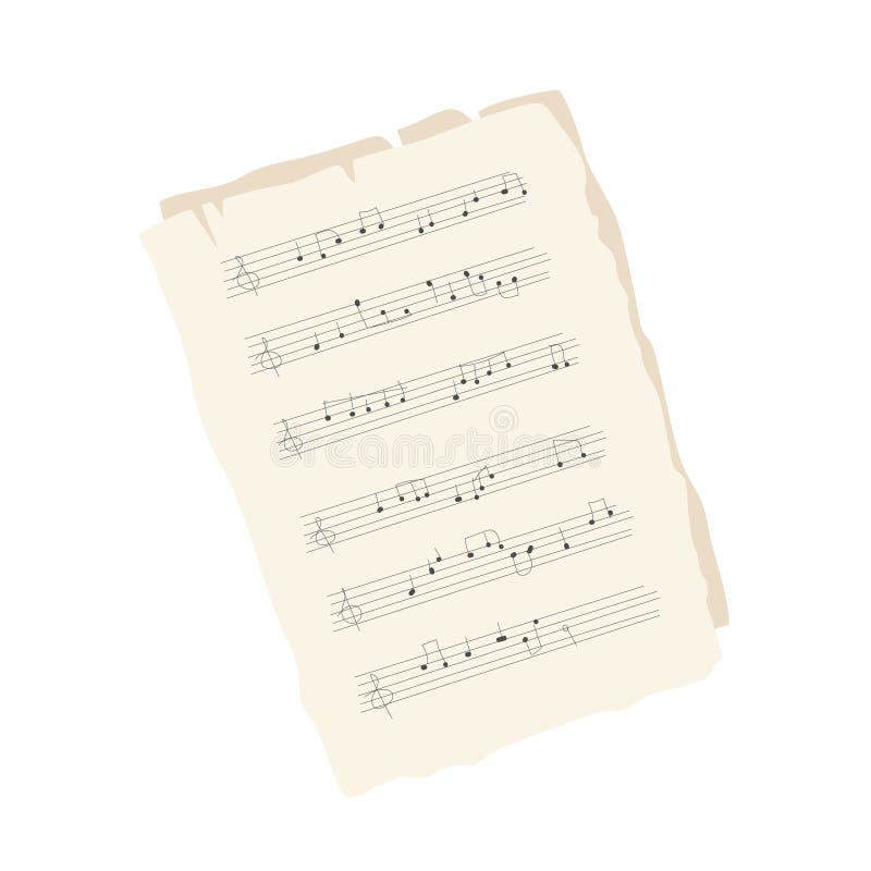 Sheet of Paper with Notes for Playing Music Stock Illustration ...