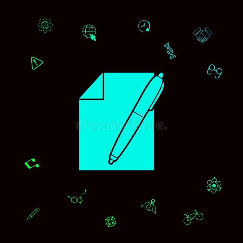 Sheet of Paper and Pen Symbol Icon . Graphic Elements for Your Designt ...