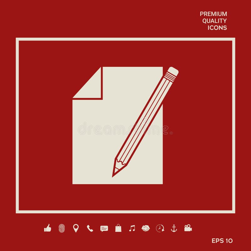 Sheet of Paper and Pencil Symbol Icon. Graphic Elements for Your Design ...