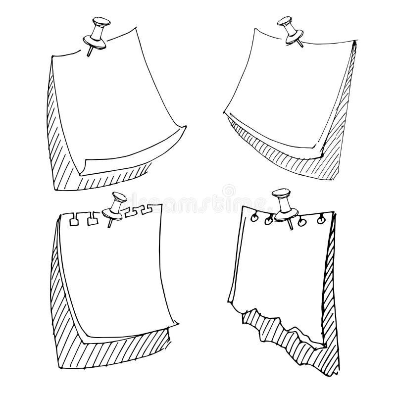 Pinned Paper Sheets Set Stock Illustrations – 116 Pinned Paper Sheets ...