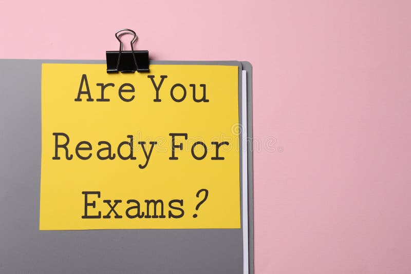 Sheet of Paper with Question are You Ready for Exams? on Light Pink ...