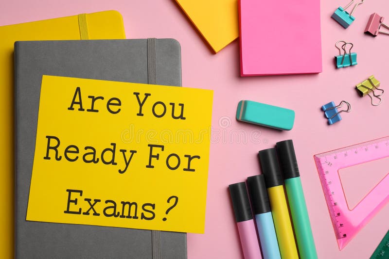 Sheet of Paper with Question are You Ready for Exams? on Pink ...