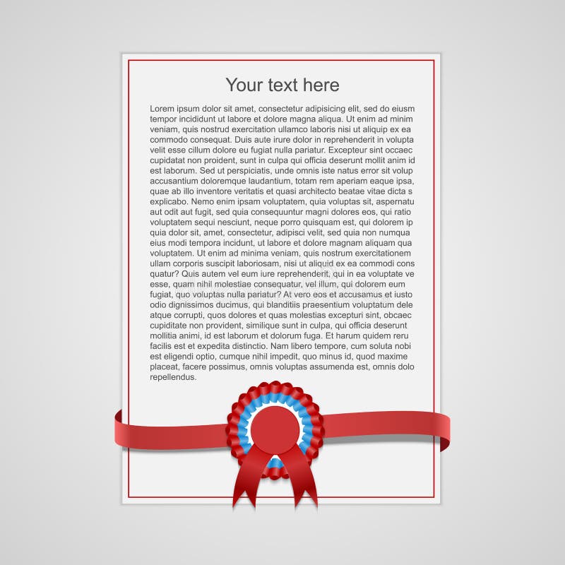 Sheet of Paper with Red Decorative Ribbon. Stock Vector - Illustration ...