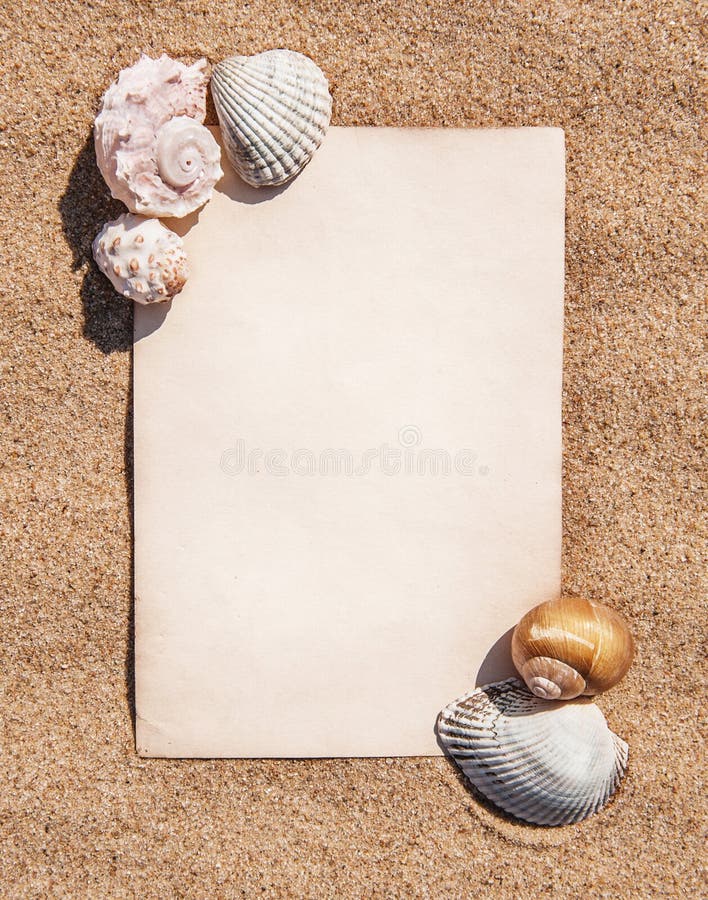 Postcard on a beach stock image. Image of post, banner - 36093041